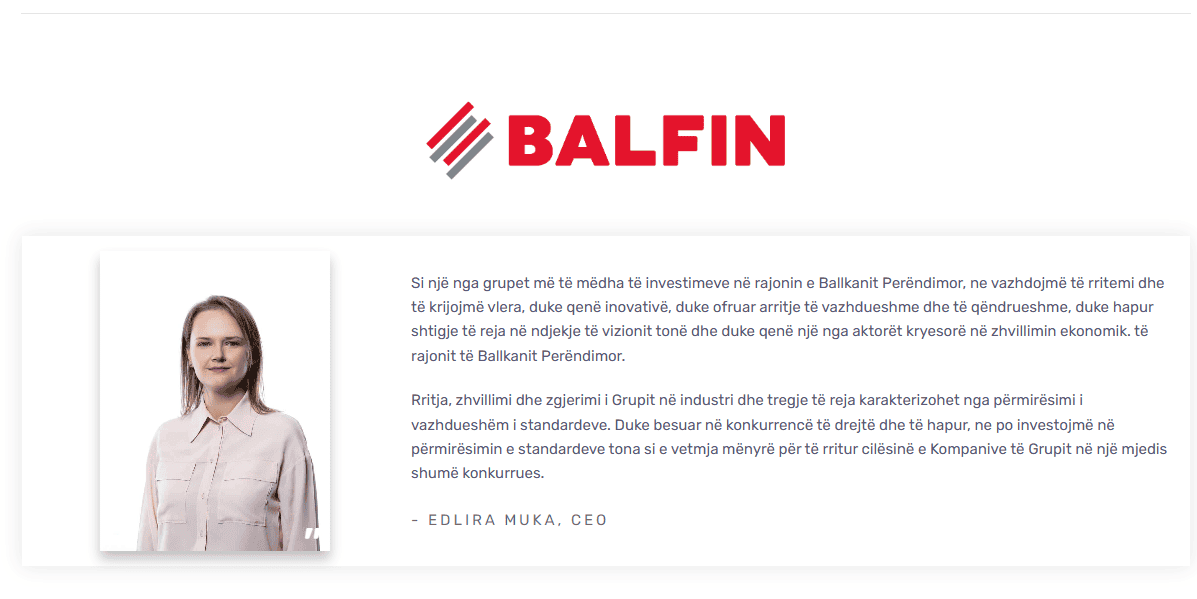 BALFIN - Antar i kategorisë Premium | Dhoma Amerikane e Tregtisë